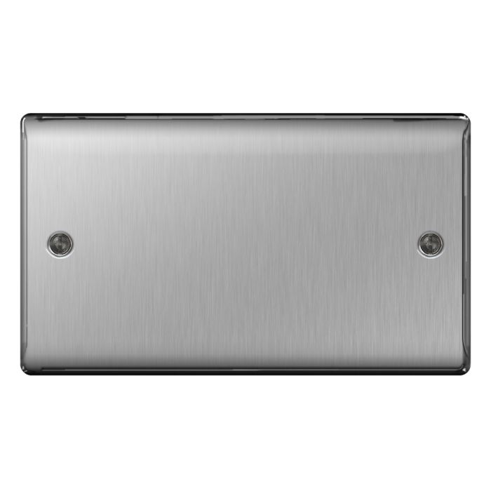 Avenue Contour Brushed Steel 2 Gang Blanking Plate