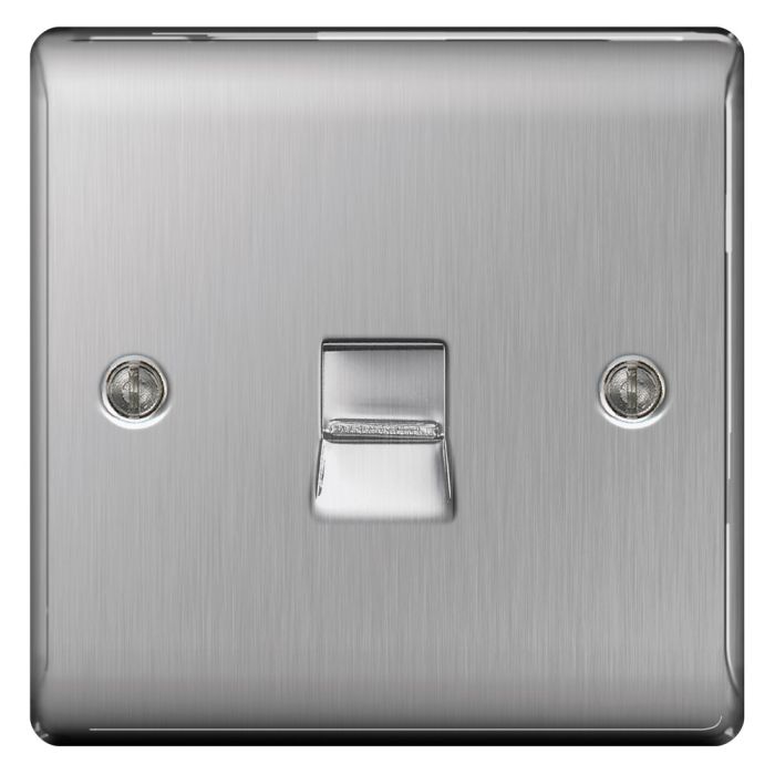 Avenue Contour Brushed Steel Single Telephone Master Socket