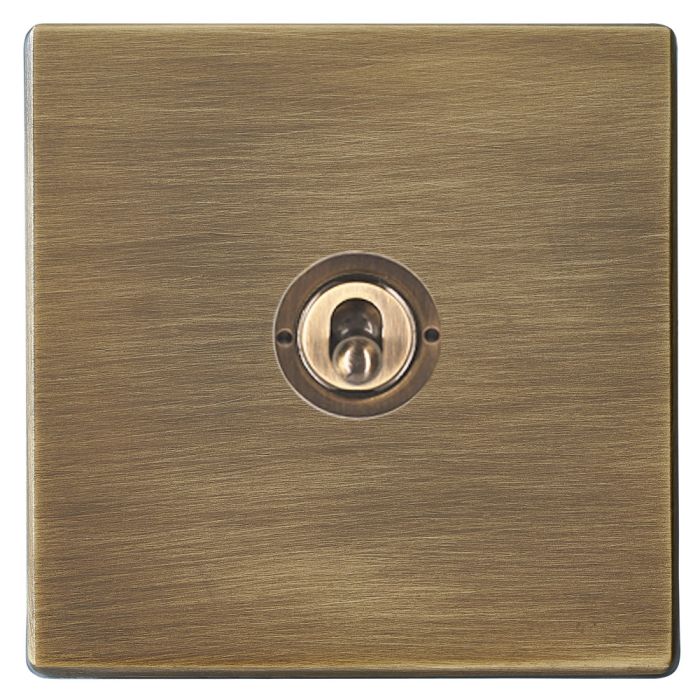 Avenue Screwless Slim Toggle Switch 1 Gang Antique Brass