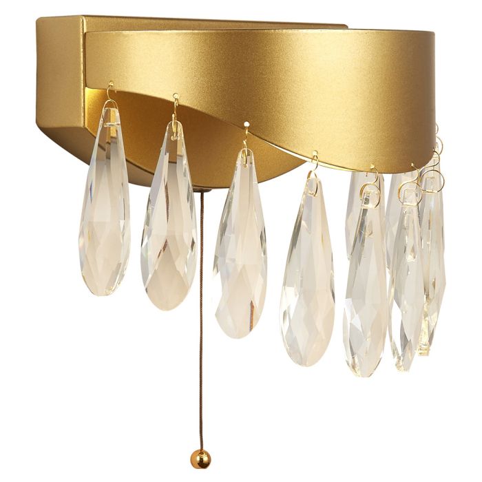 Lightplan 2 Wall Light Gold with Crystal