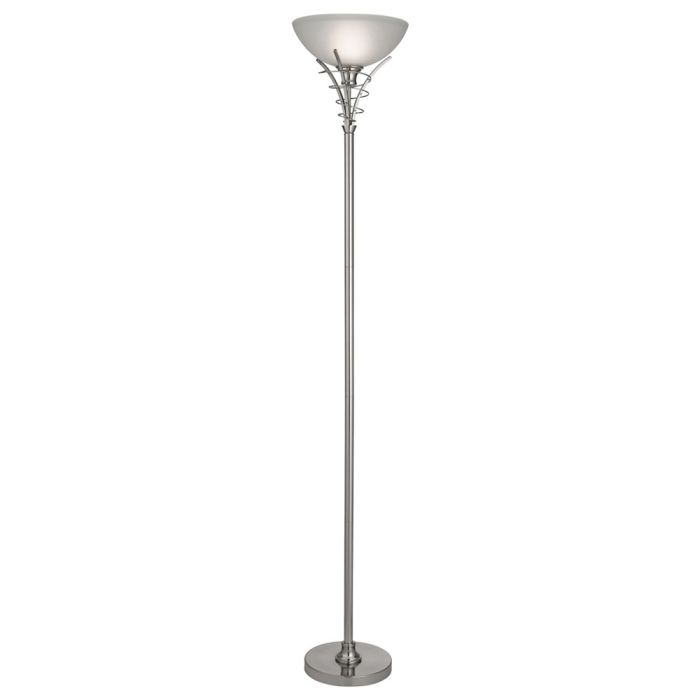 Lightplan Uplighter Floor Lamp Satin Silver with Acid Glass