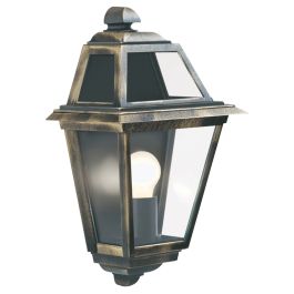 Lightplan Outdoor Wall Light Black Gold Glass IP44